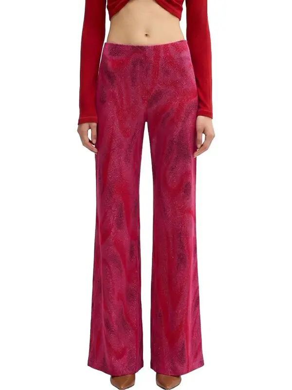 MARGHERITA MACCAPANI Flared Trousers In Abstract Print - Fuchsia