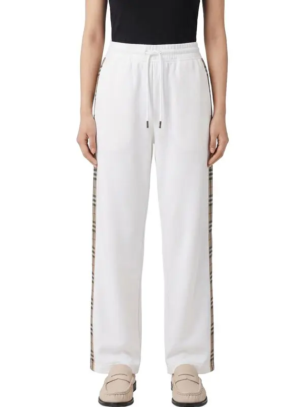 Burberry Track Pants With Icon Stripe Detail - White