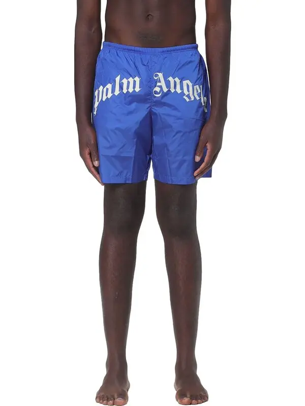 Palm Angels Swim Shorts With Logo - Blue