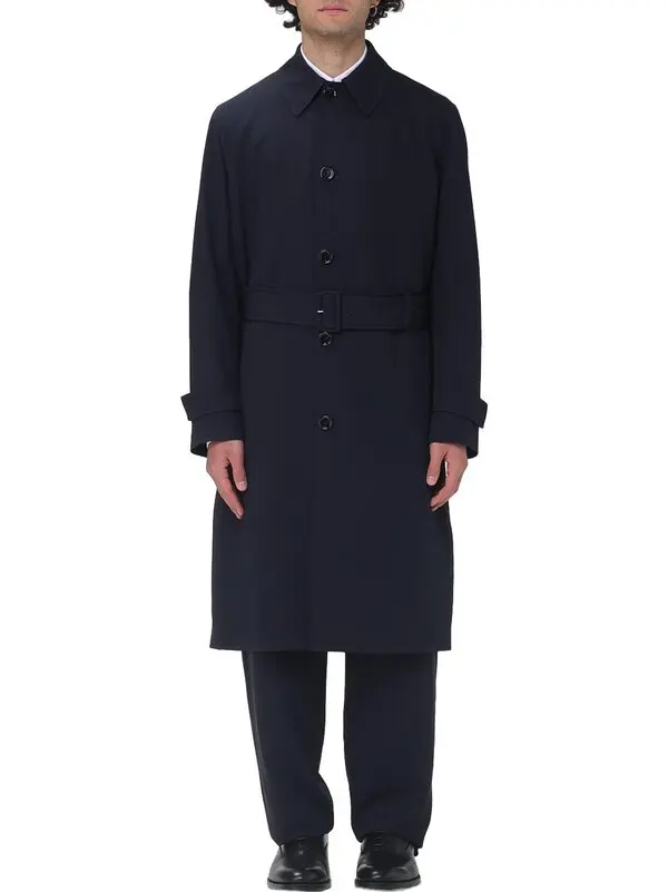 LARDINI Virgin Wool Trench Coat - Blue