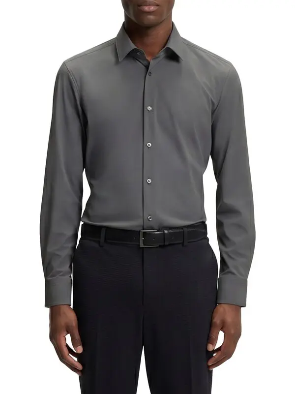BOSS Classic Cotton Poplin Shirt - Grey