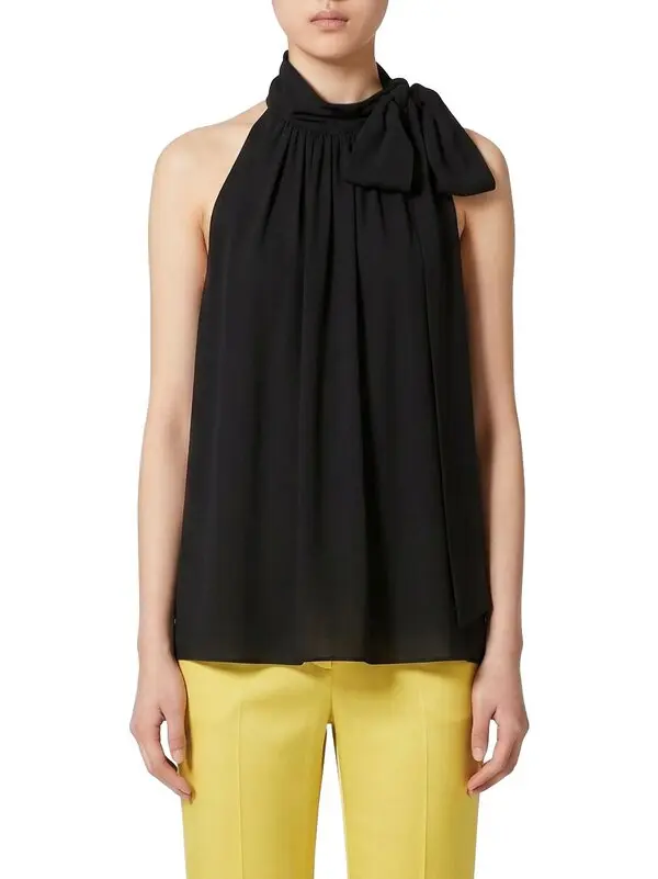 Valentino Garavani Sleeveless Bow Neck Top - Black