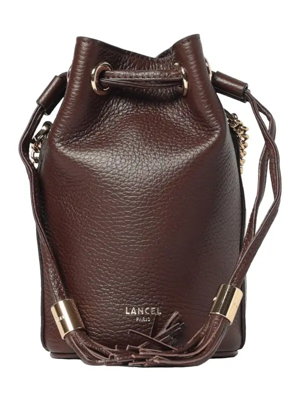LANCEL Leather Bucket Bag With Chain Strap - Cocoa