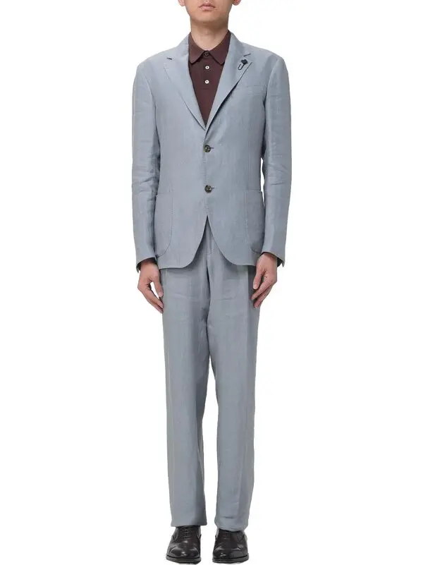 LARDINI Single Breasted Linen Dress - Grey