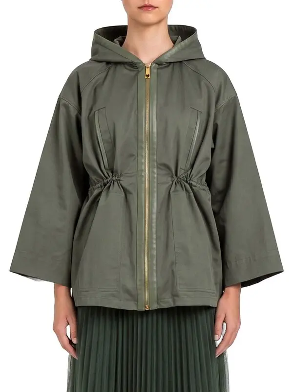 TWINSET U & B Hooded Jacket With Drawstring Waist - Green