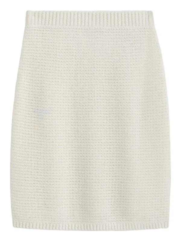 Cos Textured Knitted Cotton Miniskirt - White
