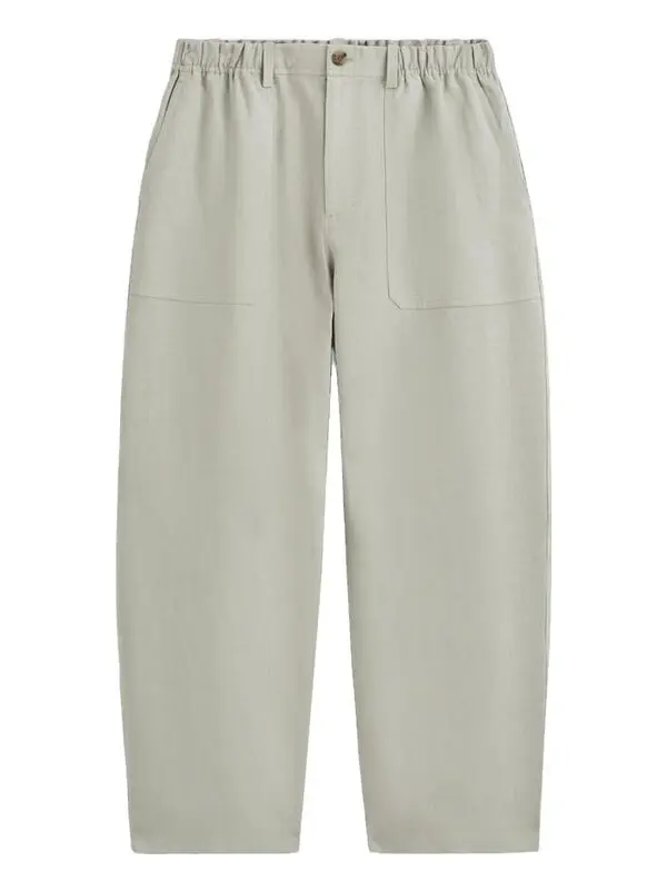 Cos Linen Relaxed-fit Barrel-leg Pants - Gray
