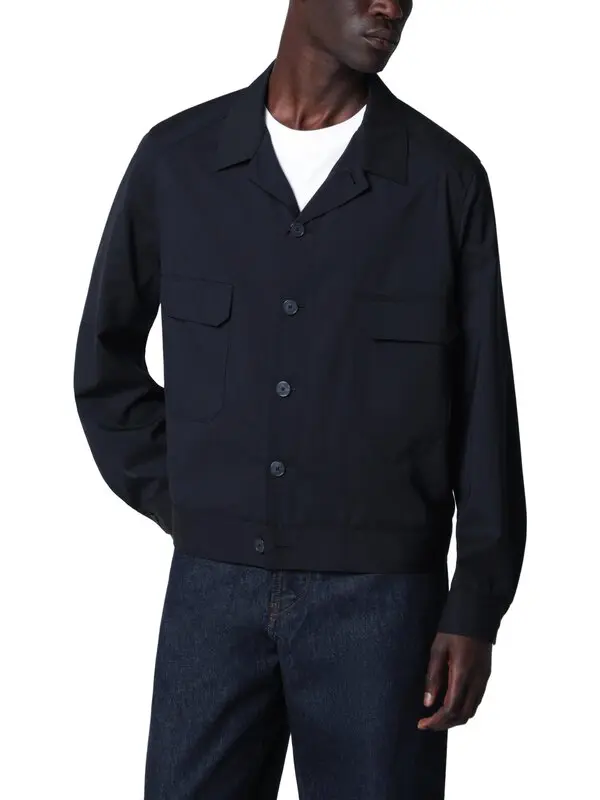 SANTANIELLO Wool-blend Overshirt Jacket - Blue
