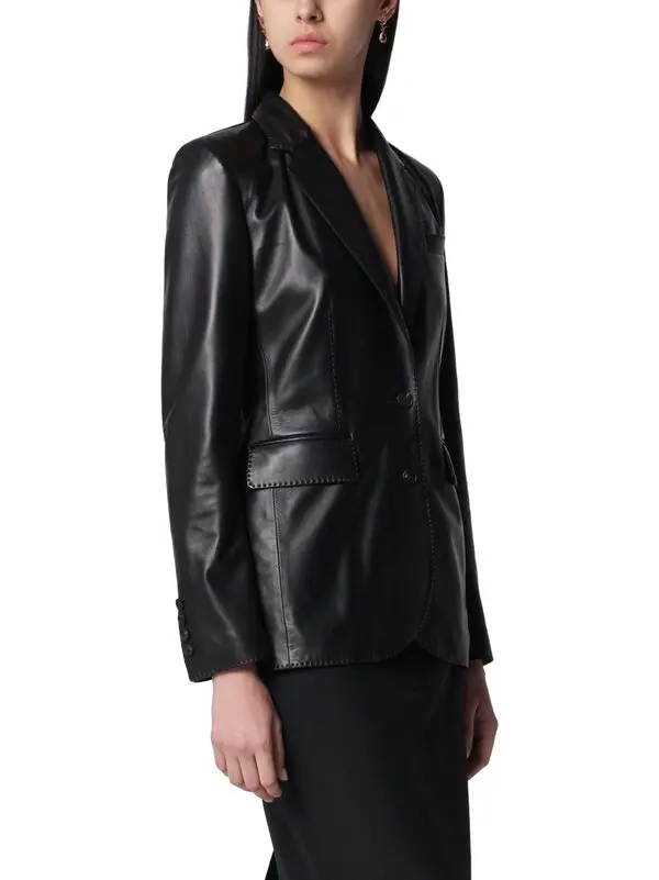 Tagliatore Single-breasted Leather Blazer - Black
