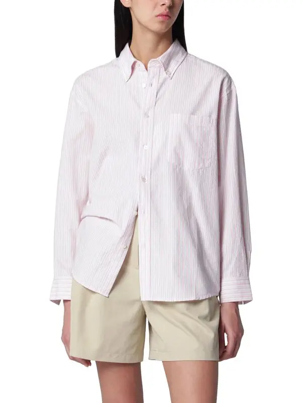 DUNST Striped Cotton-blend Button-down Shirt - Pink
