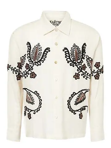 KARTIK RESEARCH Bead Embroidered Cotton Shirt - White/ Black