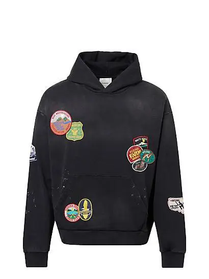 FOUND Assorted Patchwork Cotton-jersey Hoody - Vintage Black