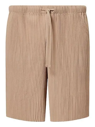 THE COUTURE CLUB Plisse Midi Woven Shorts - Mushroom