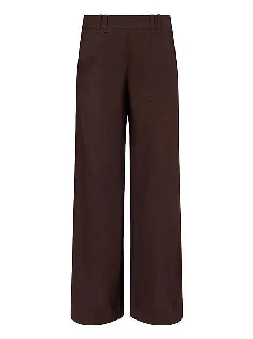 ME+EM Wide-leg Linen Blend Trousers - Cocoa Brown