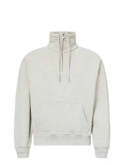 Ami De Coeur Half-zip Cotton-jersey Sweatshirt - Gris Chine Clair