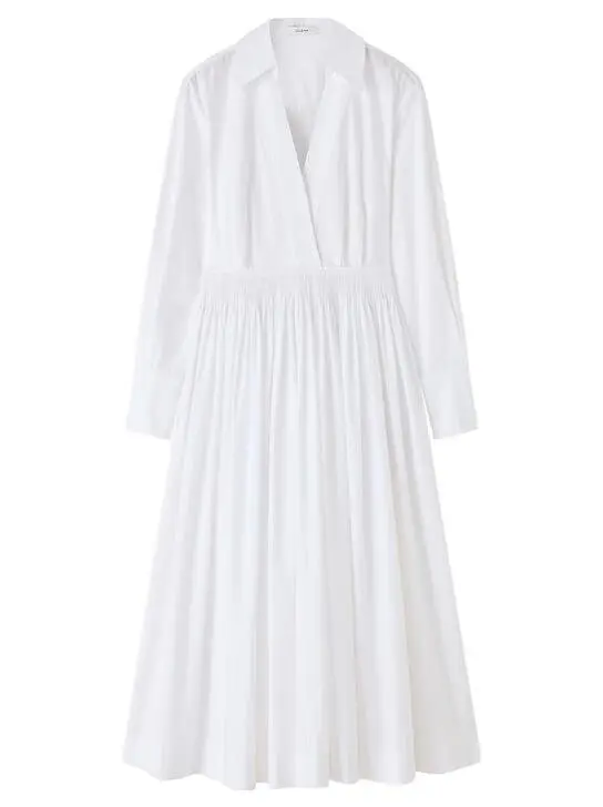 JOSEPH Kathe V-neck Cotton-poplin Midi Dress - White