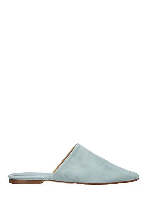 AeydĒ Rega Round-toe Suede Mules - Pale Blue