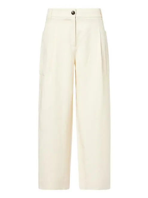 ME+EM Me + Em Tapered Pleat Cotton And Linen Blend Trousers - Chalk