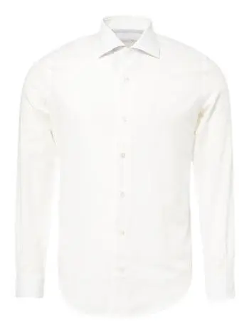 Eleventy Long-sleeve Cotton-linen Shirt - White