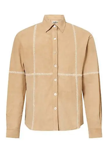 KARTIK RESEARCH Rabari Embroidered Suede Shirt - Beige