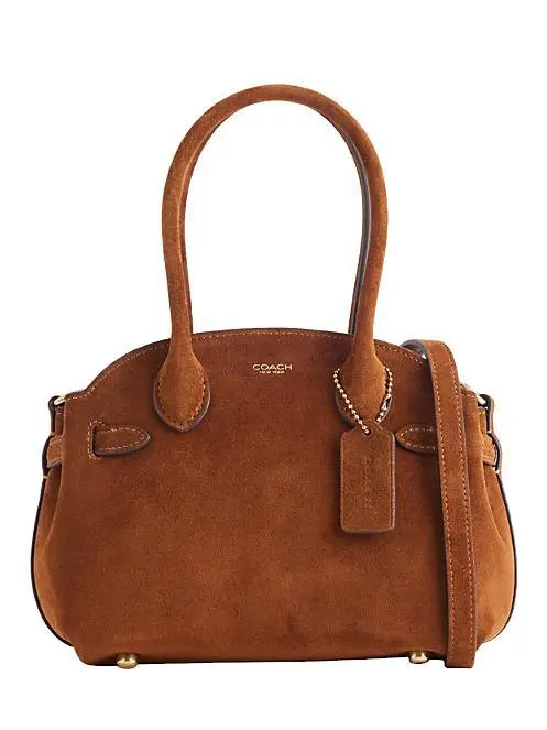 COACH Empire Foil-print Leather And Suede Shoulder Bag - Warm Brown