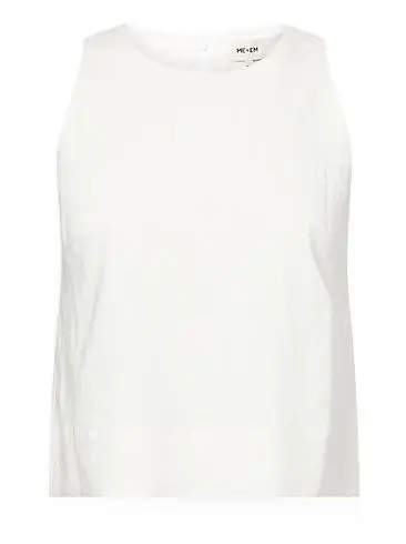 ME+EM Sleeveless Linen-blend Shell Crop Top - Soft White