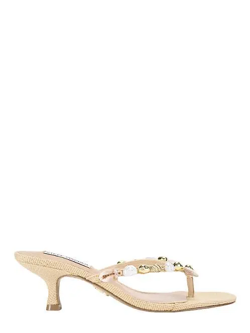 Steve Madden Goldcoast Raffia Heeled Sandals With Embellishments - Beige Comb