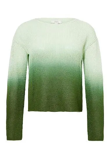 Vince Dip-dye Boat Neck Cotton-blend Jumper - Sea Dew Combo