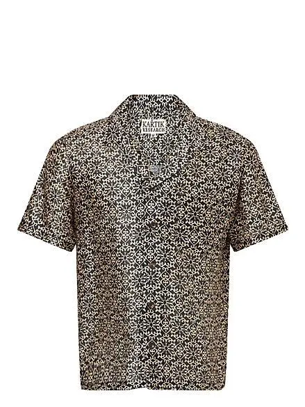 KARTIK RESEARCH Printed Camp Silk Shirt - Black/ Gold