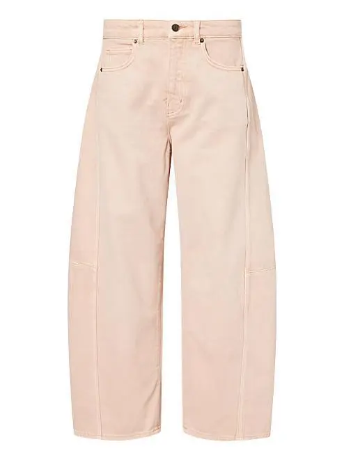 ME+EM Tapered Cropped Cotton Denim Jeans - Blush Pink Wash