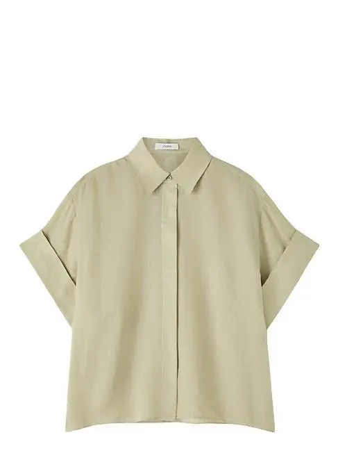 JOSEPH Justi Short-sleeved Ramie Blouse - Cactus