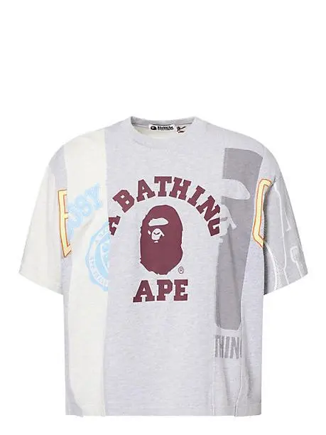 A BATHING APE Logo-print Cotton-jersey T-shirt - Grey