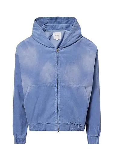 FOUND Distressed Corduroy Cotton Hoody - Faded Blue