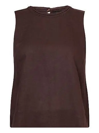 ME+EM Crochet Trim Sleeveless Crop Top - Cocoa Brown
