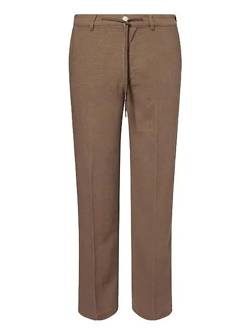 Paige Tiano Straight-leg Linen-blend Trousers - Dark Clove