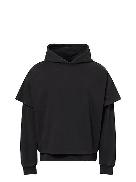 FOUND Double-layer Cotton-jersey Hoody - Vintage Black