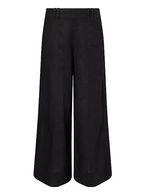 ME+EM Wide-leg Crease-less Linen-blend Trousers - Black