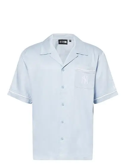 New Era New York Yankees Mlb Graphic Revere-collar Woven Shirt - Blue