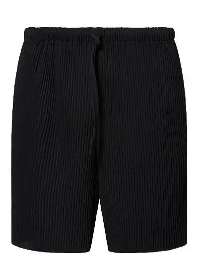THE COUTURE CLUB Plisse Midi Woven Shorts - Black