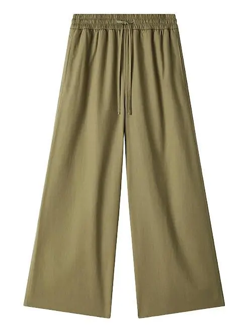 JOSEPH Thurla Wide-leg Cotton Trousers - Fig Leaf