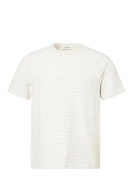 FRAME Jacquard Stripe Cotton-jersey T-shirt Xxl - Cream Mauve Stripe