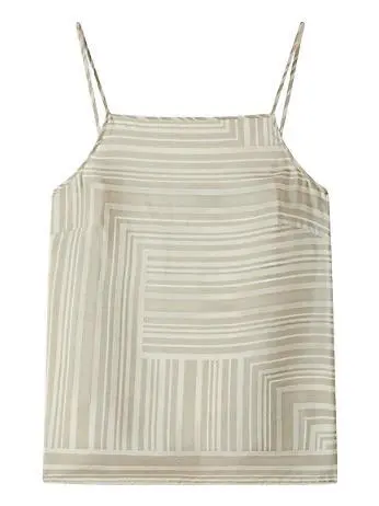 JOSEPH Stace Grid-print Silk Top - Sand Dark Powder