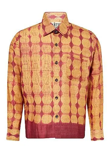 KARTIK RESEARCH Shibori Patterned Long-sleeve Silk Shirt - Amber