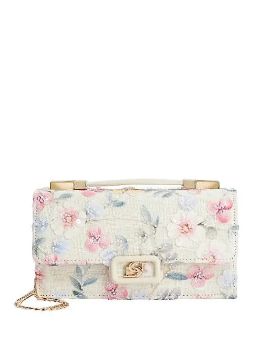 DUNE Floral Woven Shoulder Bag - Natural Fabric