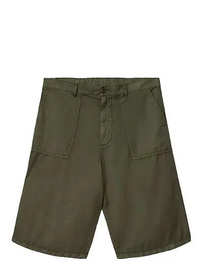 ALLSAINTS Cotton And Linen Blend Patch Pocket Shorts - Mangrove Green
