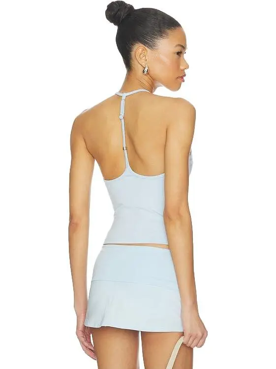 Frankies Bikinis X Jennie Chantal Halter Cotton Jersey Top - Powder Blue