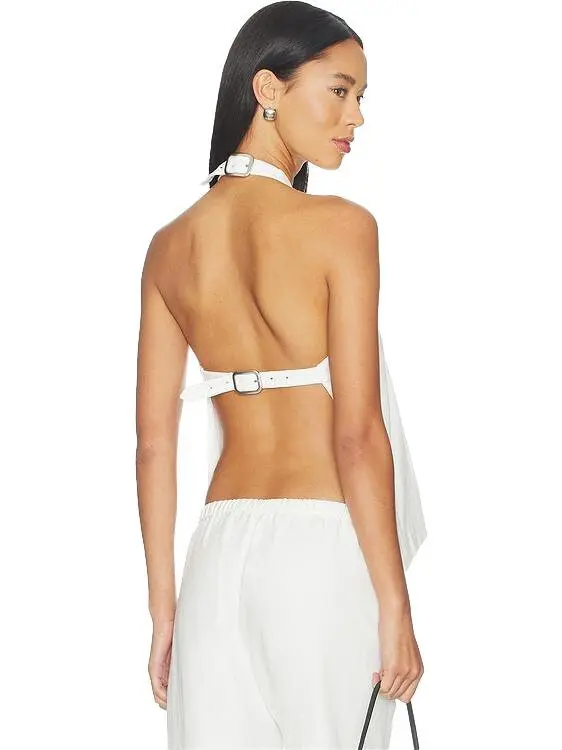 WeWoreWhat Buckle Back Halter Top - White