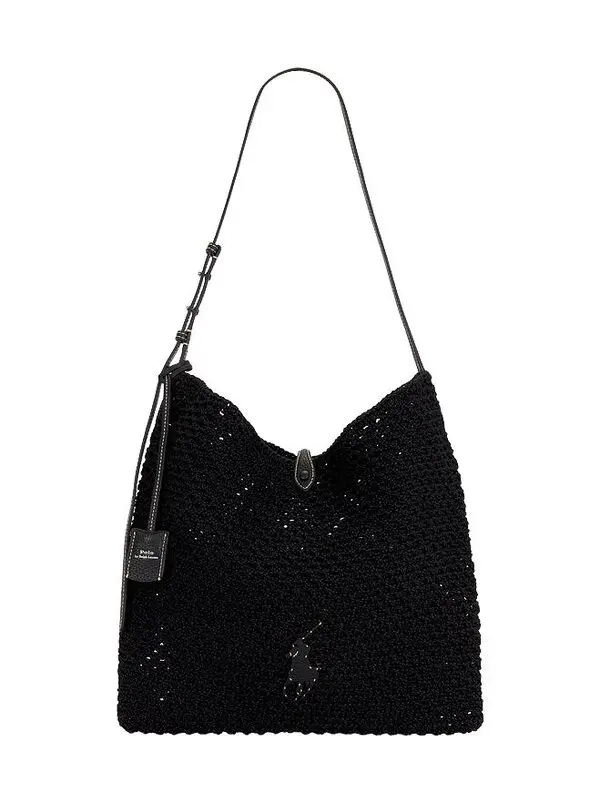 Polo Ralph Lauren Woven Messenger Bag With Removable Pouch - Black