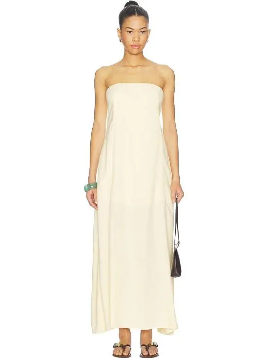 WeWoreWhat Strapless A-line Midi Dress - Pale Yellow