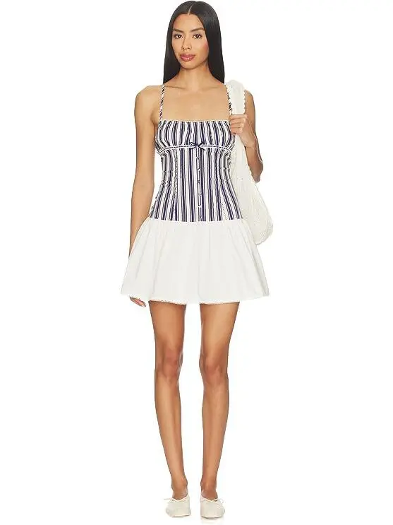 WeWoreWhat Drop Waist Dress - Navy & Ivory